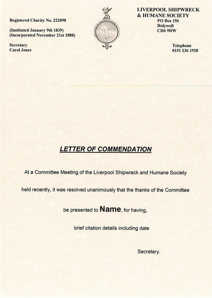 Letter Of Commendation Liverpool Shipwreck And Humane Soc Letter Of Commendation Liverpool Shipwreck And Humane Soc